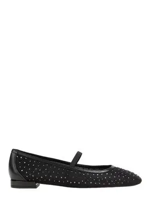 STUART WEITZMAN Arabella Crystal-embellished Mary Jane Flats - Black