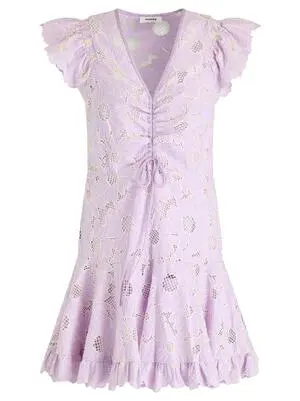 SANDRO Ruffled Broderie Anglaise Mini Dress
