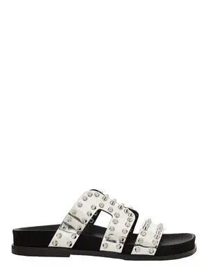 Sandro Spiked Mirrored-leather Sandals - Silver