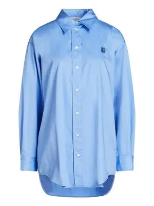 Sandro Embroidered Cotton-poplin Shirt - Light Blue