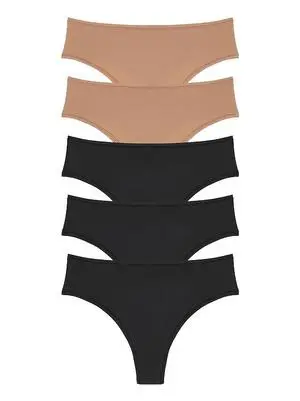 SKIMS Fits Everybody Thong 5 Pack - Sienna & Onyx
