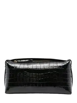 TOTÊME Crocodile-embossed Leather Clutch - Black