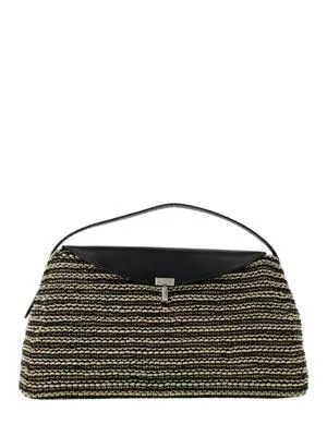 TOTEME T-lock Woven Leather Top Handle Bag - Black