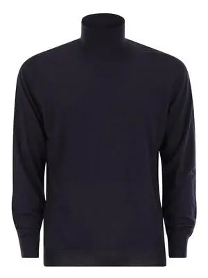 Fedeli Superfine Wool Turtleneck Derby - Night Blue