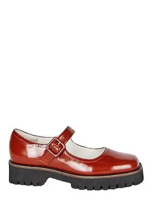 Intentionally Blank Veronica Lug Sole Mary Jane Flats - Red