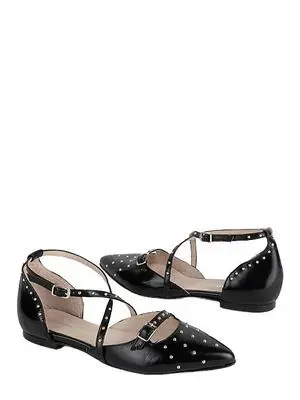 Intentionally Blank Crisscross Studded Flats - Black