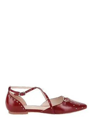 Intentionally Blank Crisscross Studded Flats Red