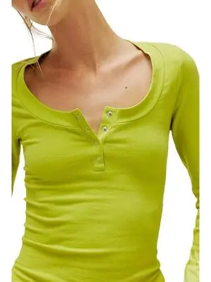 Free People Intimately Wide Awake Layering Top Chartreuse