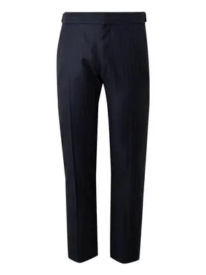 TOM FORD Slim-fit Pinstriped Wool-twill Trousers - Blue