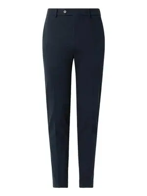 SLOWEAR Slim-fit Cotton-blend Gabardine Trousers - Blue
