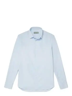 Canali Cutaway-collar Cotton-poplin Shirt - Blue