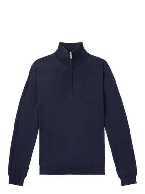 SLOWEAR Incotex Zanone Flexwool Half-zip Sweater - Blue