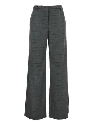 PLAIN Striped Wool Trousers - Grey