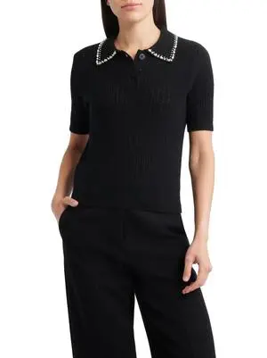 Elie Tahari Stevie Cashmere Polo Sweater - Noir