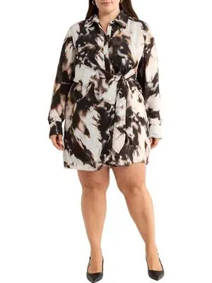 Nordstrom Faux Wrap Dress - Black- Ivory Celeste Abstract