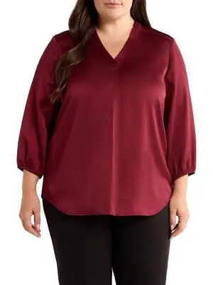 Jones New York Notch Neck Blouse Bordeaux