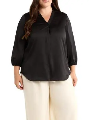 Jones New York Notch Neck Blouse Jones Black