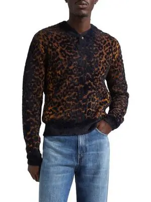 Versace Leopard Jacquard Cardigan - Golden Brown/black