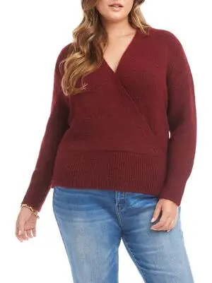 Karen Kane Surplice V-neck Sweater - Wine