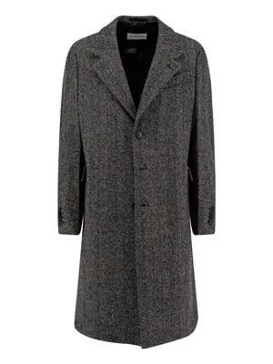 Givenchy Wool Blend Herringbone Coat - Grey