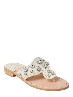 Jack Rogers Jacks Jewel Embellished Flip Flops - Ivory