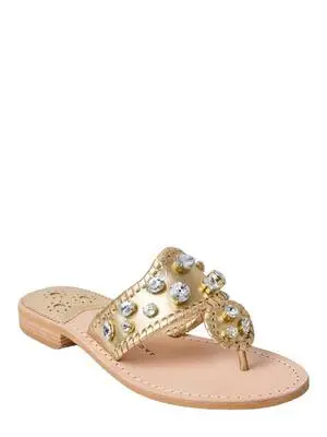 Jack Rogers Jacks Jewel Embellished Flip Flops - Jacks Platinum