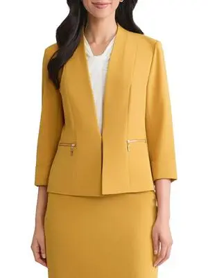 KASPER Zip Pocket Collarless Jacket - Maize