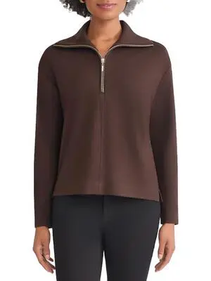 Jones New York Quarter-zip Pullover - Coffee Bean