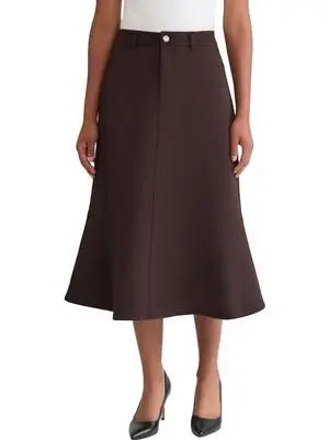Jones New York Seamed Flared Midi Skirt - Coffee Bean