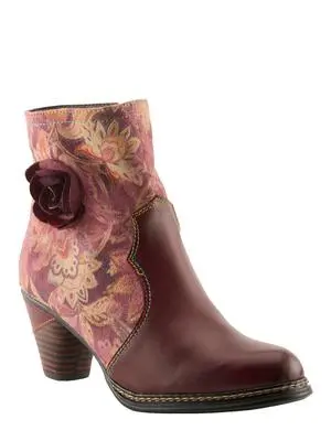 SPRING STEP SHOES Naima Floral Bootie - Bordeaux Multi