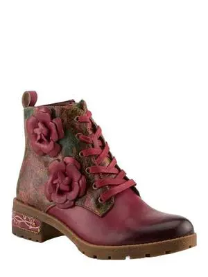 SPRING STEP SHOES Martinela Combat Boots Bordeaux Multi