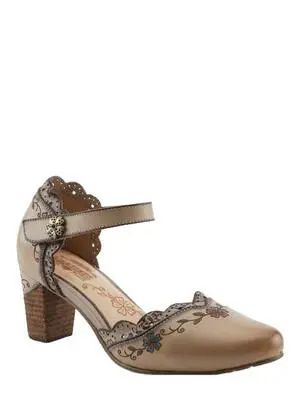 SPRING STEP SHOES Sayyes Ankle Strap Pumps Beige Multi