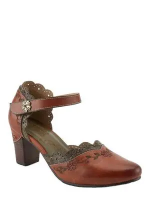 SPRING STEP SHOES Sayyes Ankle Strap Pumps Dark Camel Multi