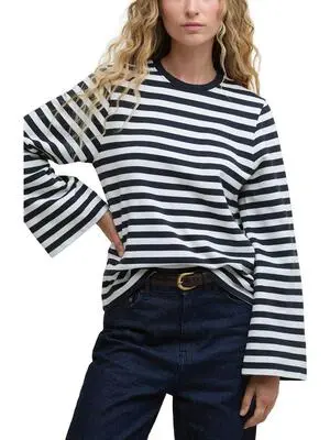 Barbour Robyn Stripe Flare Sleeve Sweatshirt - Dark Navy Stripe
