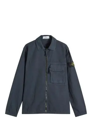 Stone Island Canvas Weave Zip Shirt Jacket - Navy Blue