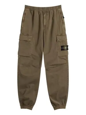 Stone Island Sateen Cargo Jogger Pants - Military Green