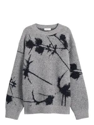Dries Van Noten Thistle Printed Alpaca Wool Jumper - Mid Grey