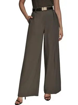 Donna Karan New York Pleated Wide Leg Pants - Dark Mineral