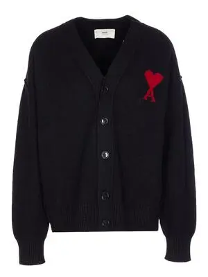 AMI Buttoned Cardigan With Embroidered Logo