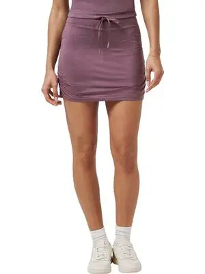 Travis Mathew Skyline Ruched Mini Skirt With Tie Waist - Heather Flint