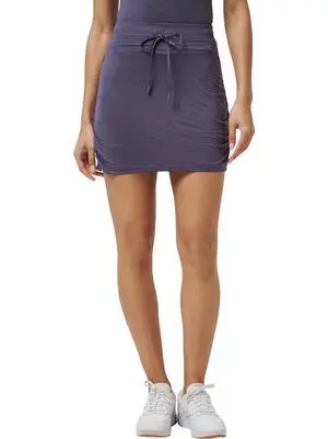 Travis Mathew Skyline Ruched Mini Skirt With Tie Waist - Heather Graystone