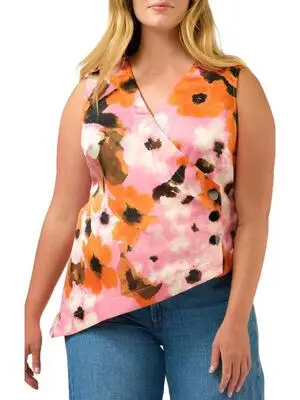 ESTELLE Freya Sleeveless Wrap Top - Peony/mandarin