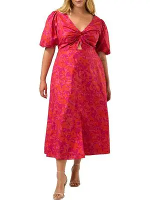 ESTELLE Aura Falls Floral Print Cutout Dress By - Winter Berry