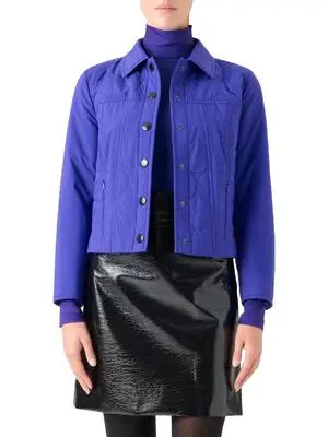 Akris Dot Quilted Technical Poplin Crop Jacket - Ultra Violet
