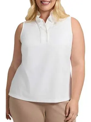Foxcroft Tammy Ruffle Collar Crepe Sleeveless Top - Ecru