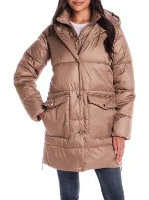 Gallery Hooded Puffer Jacket - Mushroom