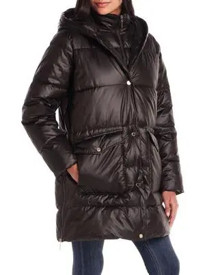 Gallery Hooded Puffer Jacket Raven