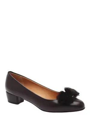 FERRAGAMO Vara Shearling Bow Pump Testa Di Moro Biscotto Ai2011