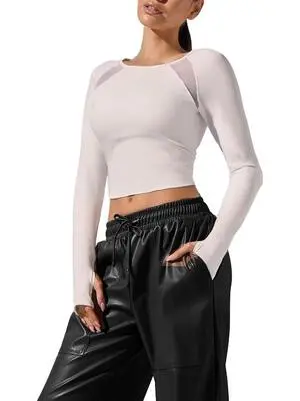 Heroine Sport Alba Mesh Crop Top - White