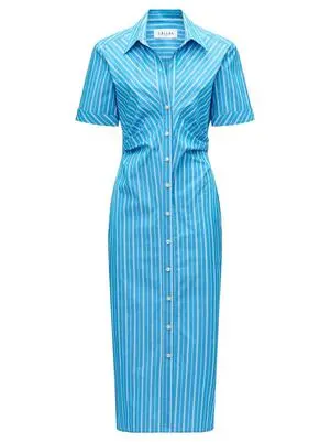 CALLAS MILANO Lou Fitted Shirt Dress - Blue Stripe